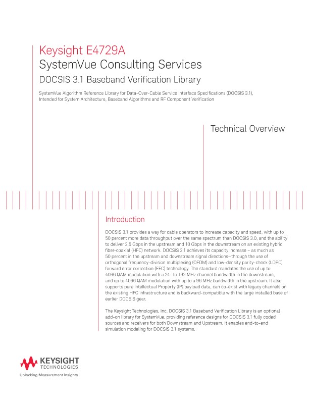 E4729A SystemVue Consulting Services: DOCSIS 3.1 Baseband Verification Library PDF Asset Page ...